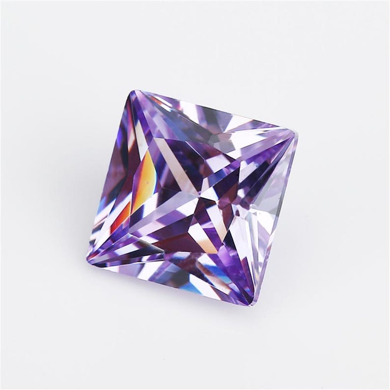 Lavender Color Square Princess Cut CZ Stone Cubic Zirconia Loose ...