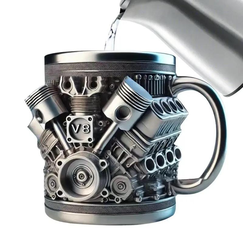 3D V8 Engine Coffee Mug, Large Capacity Car Lover Gift - Etsy