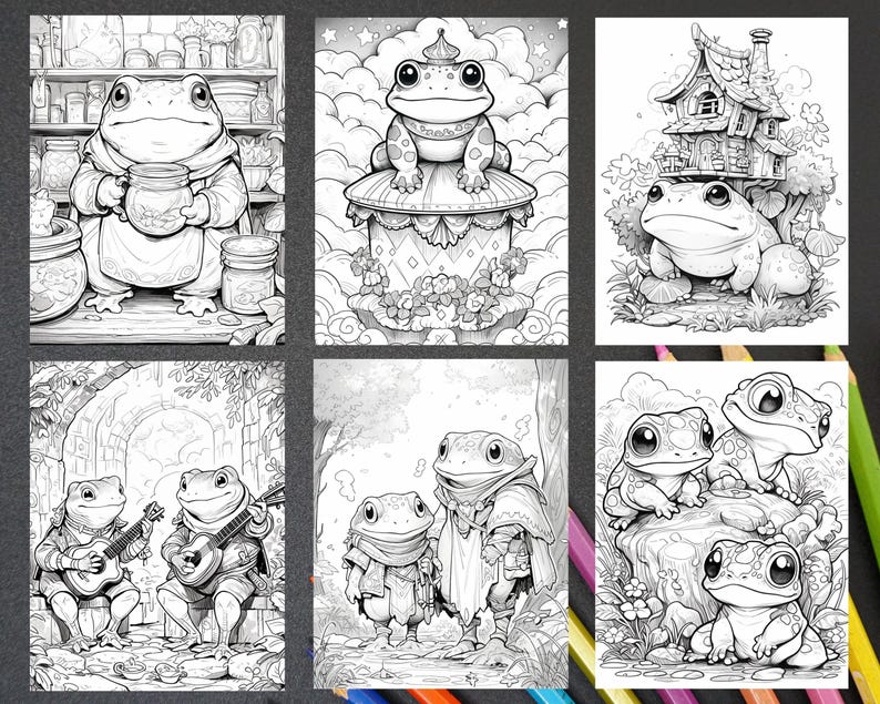 50 the Frog Kingdom Grayscale Coloring Pages - Etsy