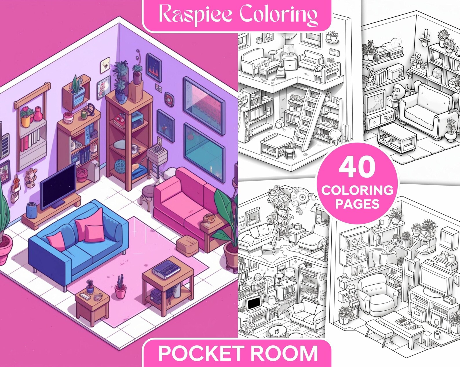 40 Pocket Room Coloring Pages - Etsy