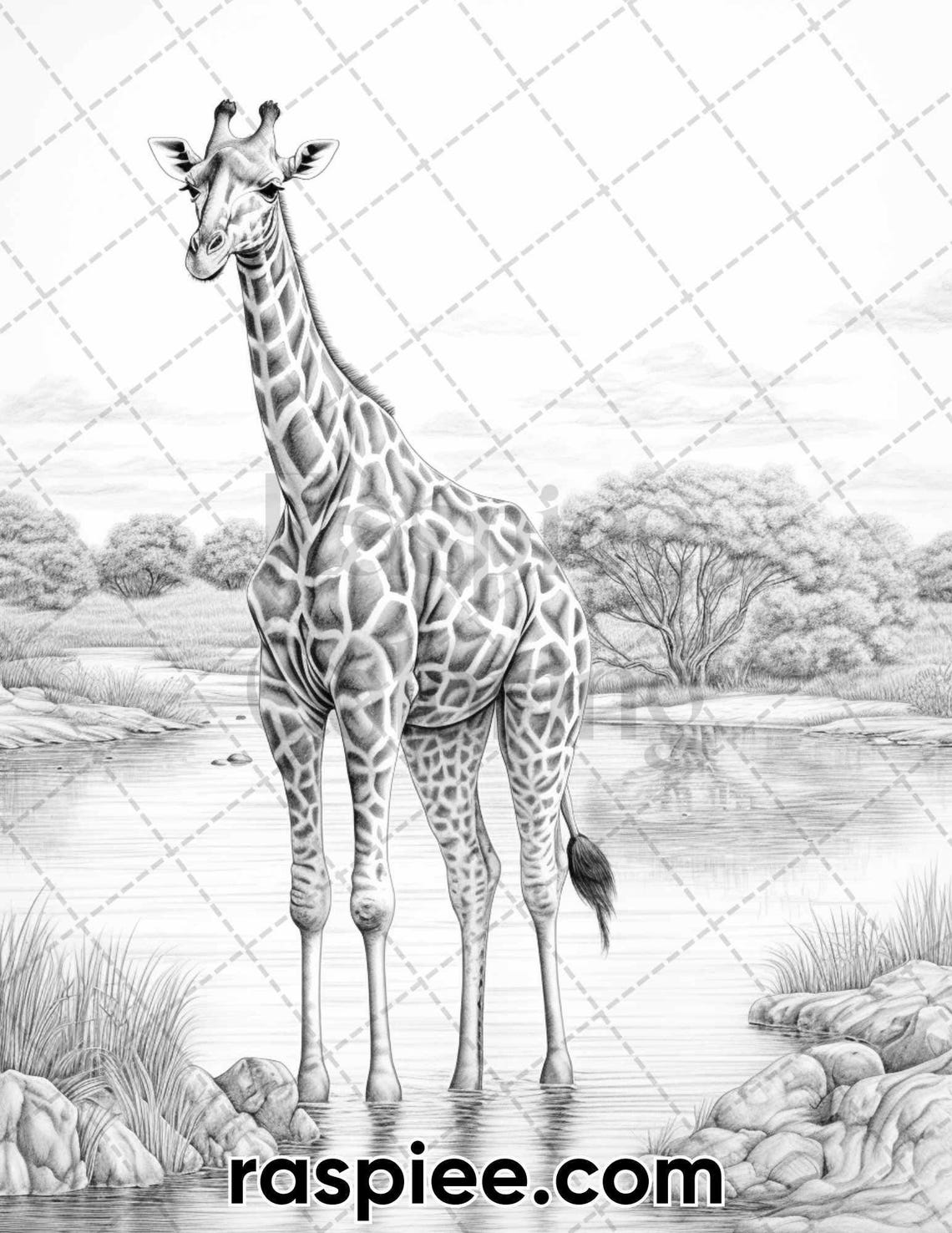 55 Wild Animals Grayscale Coloring Pages - Etsy