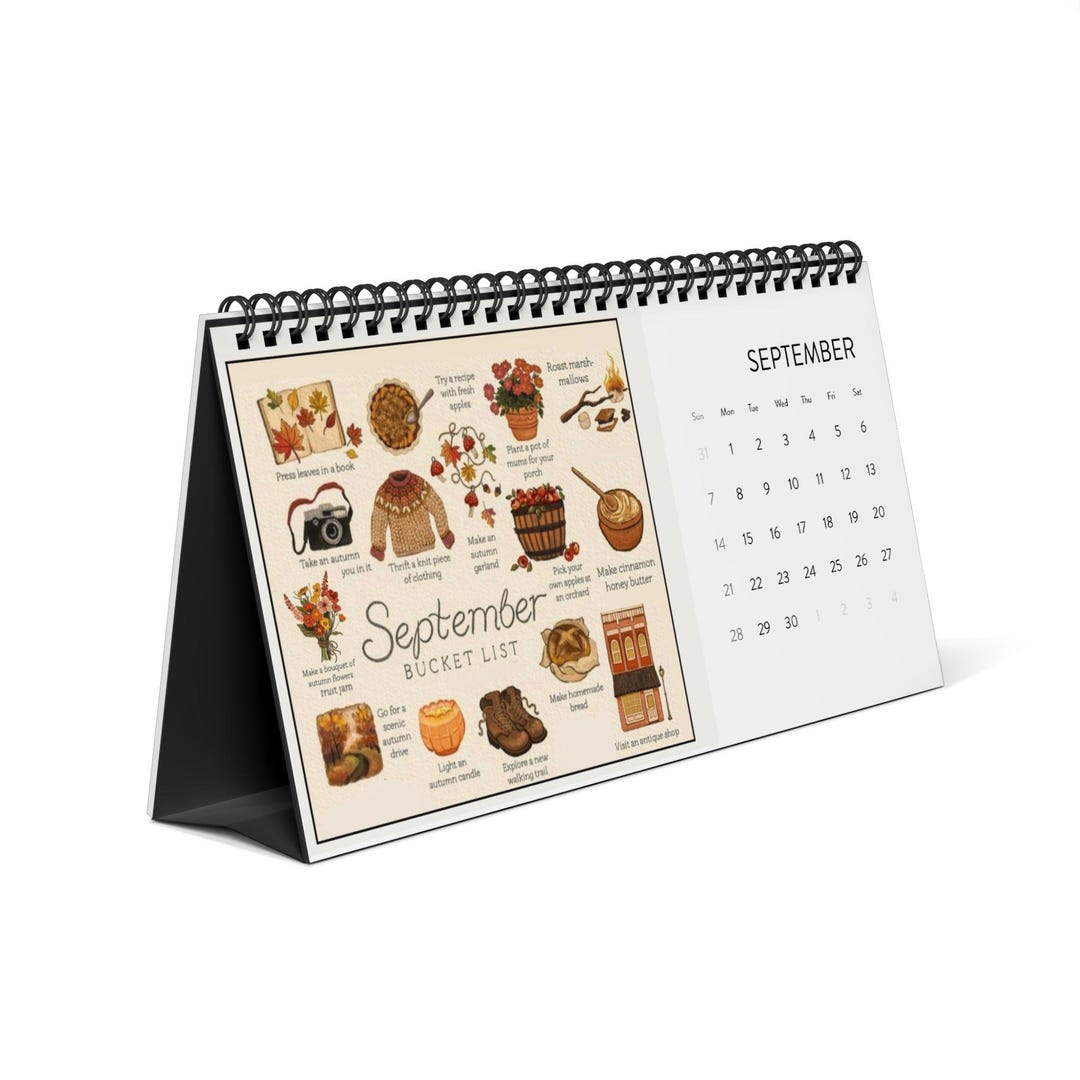 Desk Calendar, Cute Bucket List Aesthetic College 2025 Monthly ...