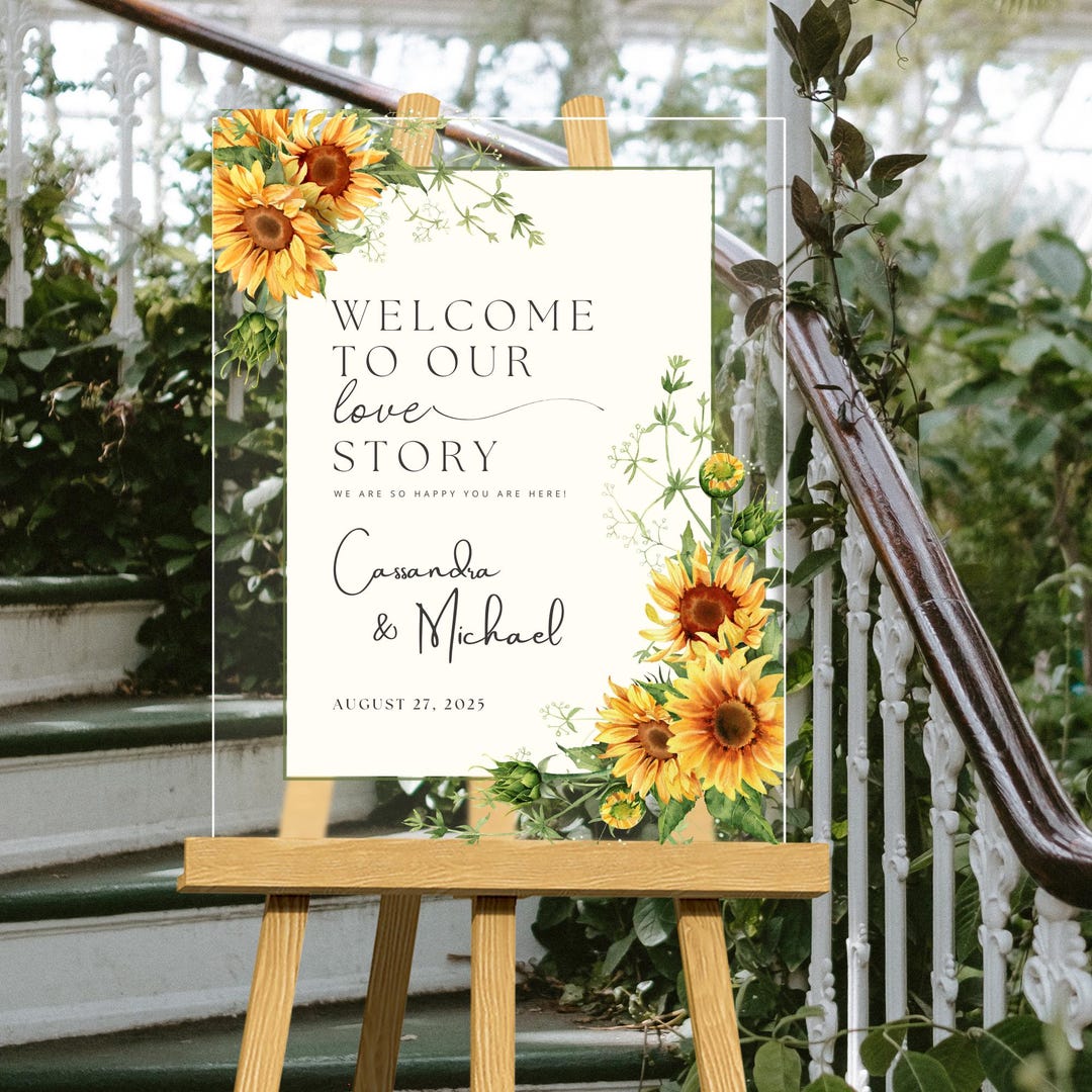 Custom Printed Sunflower Wedding Welcome Sign Acrylic Personalized ...