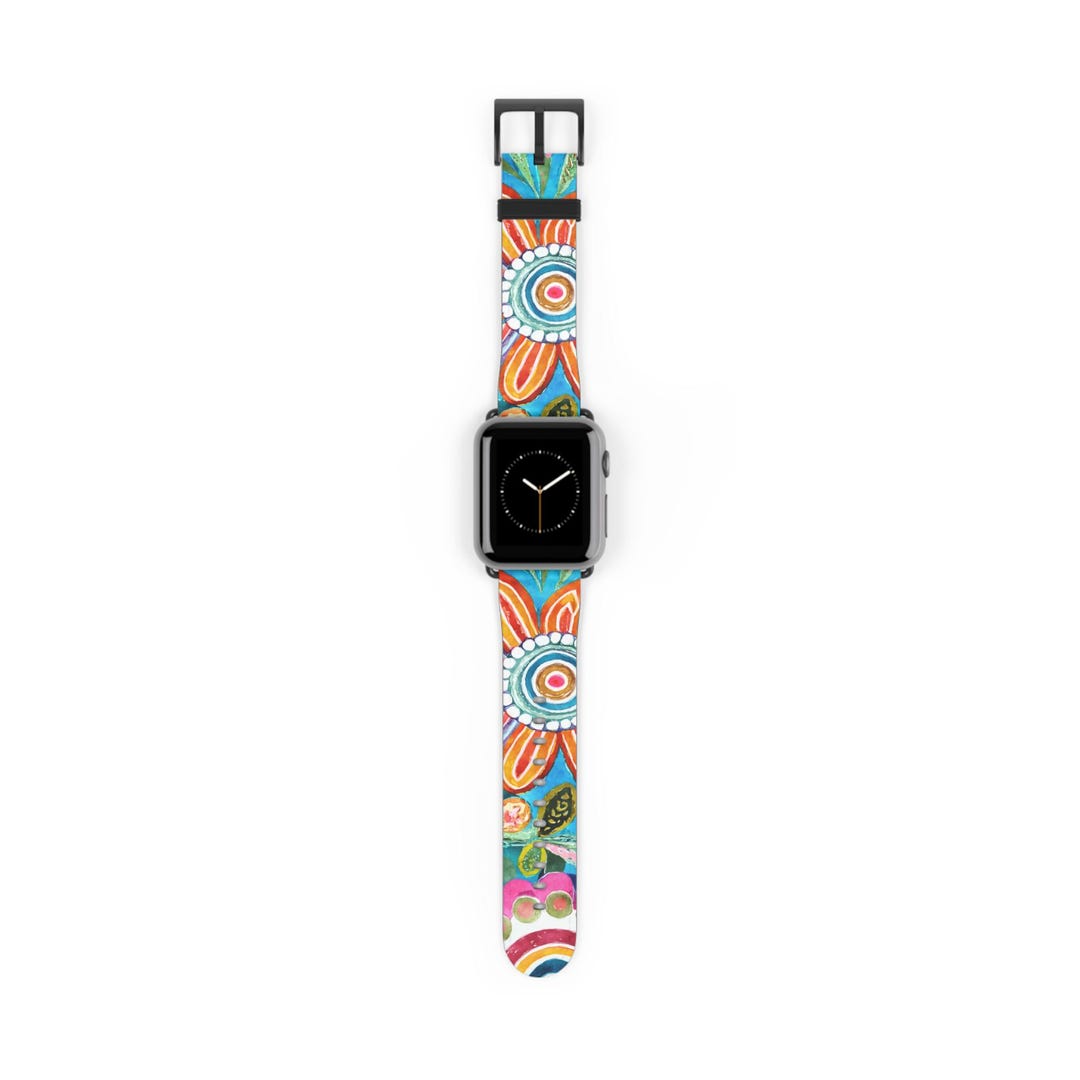 Colorful Boho Watch Band, Vibrant Floral Apple Watch Strap, Gift for ...