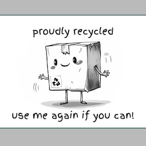 Printable Recycled Box Packaging Sticker Label for Reused Box. Cute Eco ...