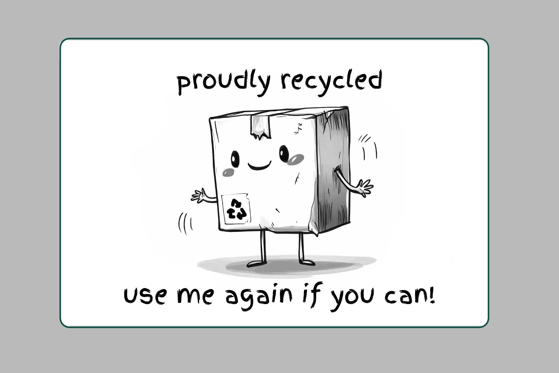 Printable Recycled Box Packaging Sticker Label for Reused Box. Cute Eco ...