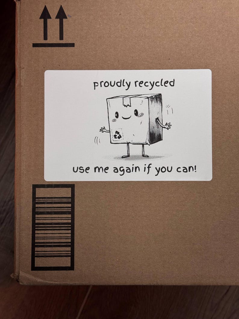 Printable Recycled Box Packaging Sticker Label for Reused Box. Cute Eco ...