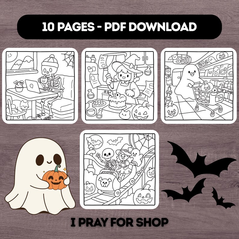 Spooky Hygge Halloween Coloring Book – 10 Pages of Cozy & Cute ...