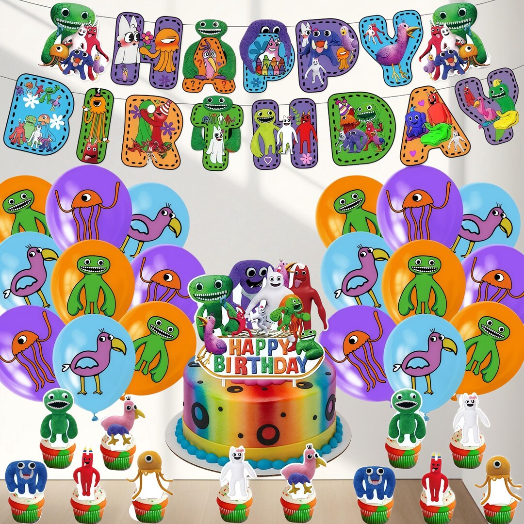 Garten of Banban Birthday Party Decoration Set: Banner, Balloons, Cake ...
