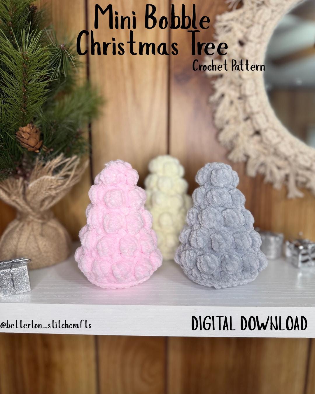 Mini Bobble Christmas Tree - Crochet Pattern - No Sew - Digital ...