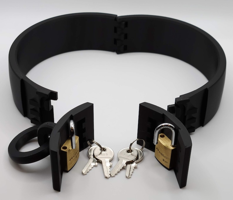 Locking Bondage Collar With Hidden Padlock - Black - 1.5" Tall - Etsy
