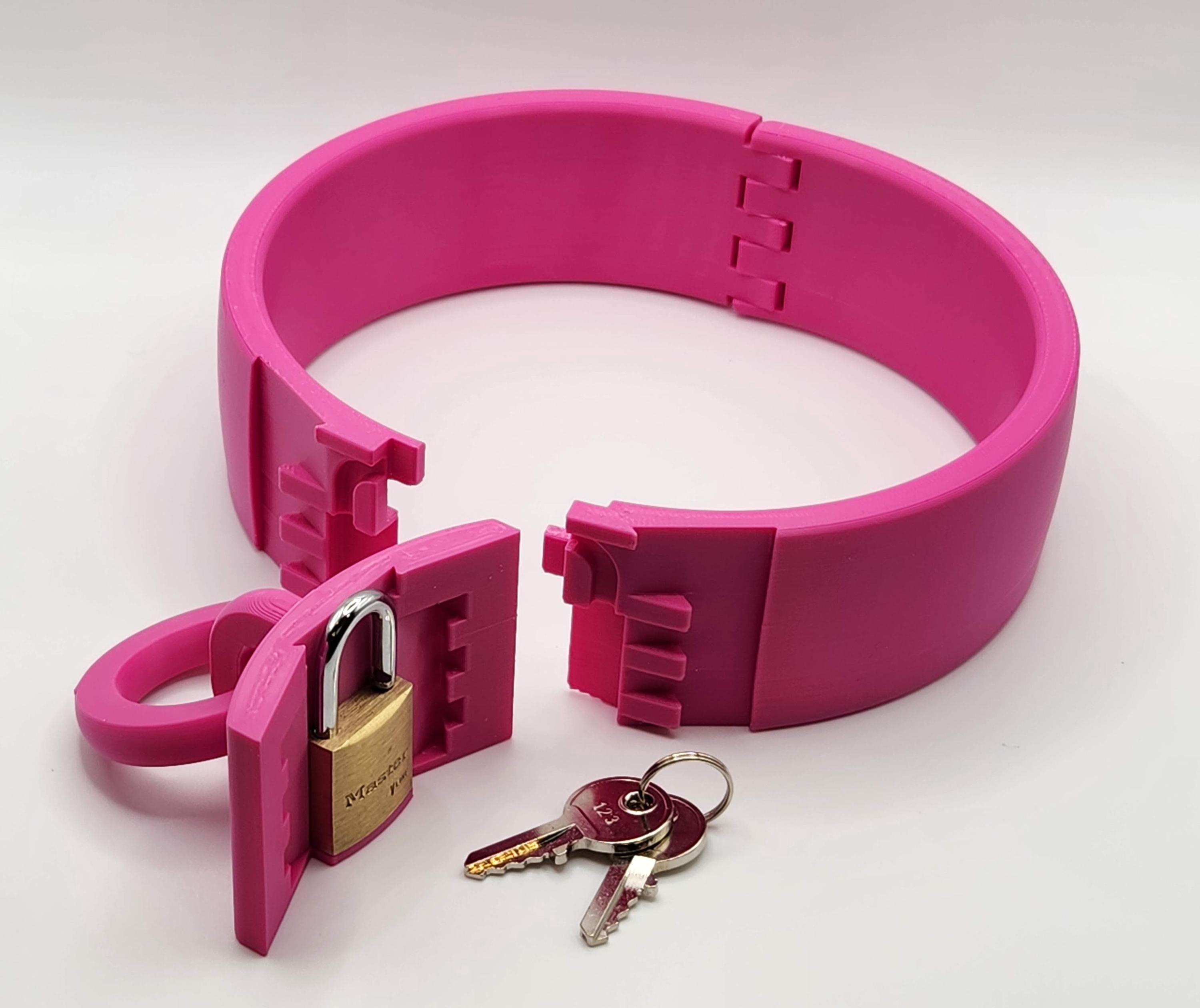 Locking Bondage Collar With Hidden Padlock - Magenta - 1.5" Tall - Etsy