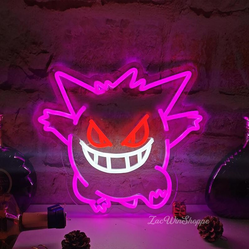 Gengar Neon Sign,anime LED Light,gengar Neon Sign,kids Room Wall Decor ...
