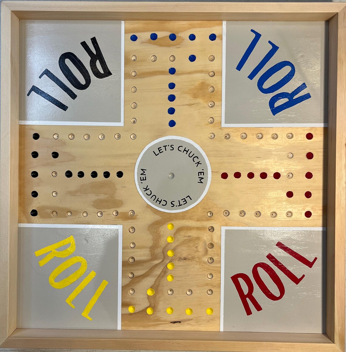 Wooden Marbles Game Board With Side Walls, Primary Colored Teams: Blue ...