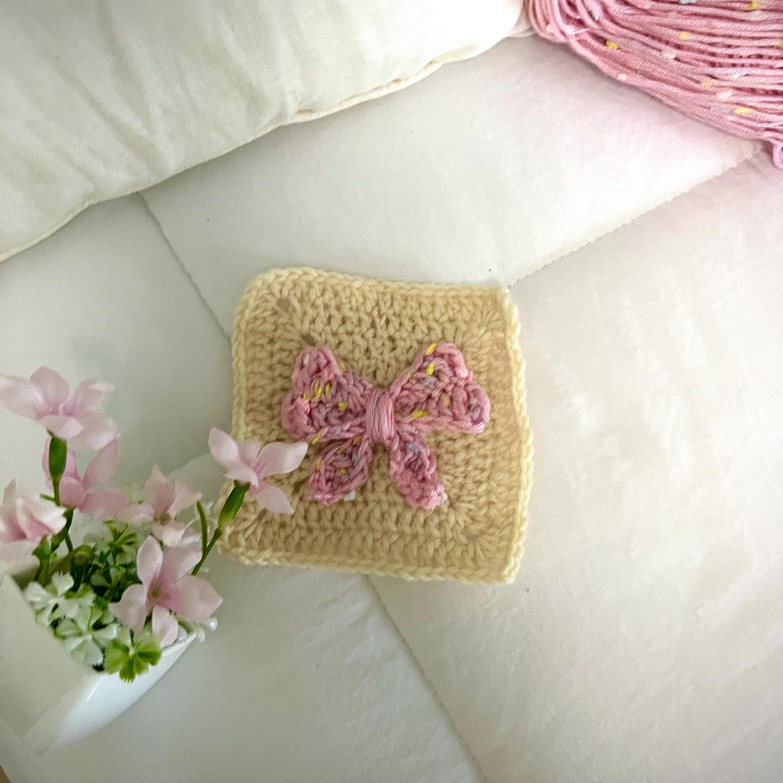 Bow Granny Square PATTERN Cute Coquette DIY Crochet Square Tutorial ...