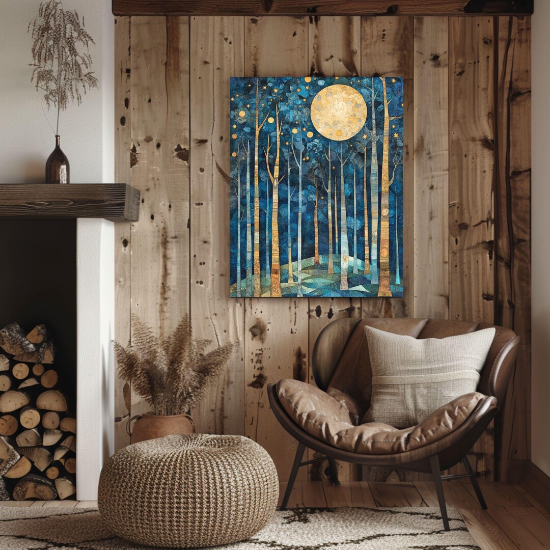 Starlit Forest William Morris Style Canvas Art, Farmhouse Decor ...