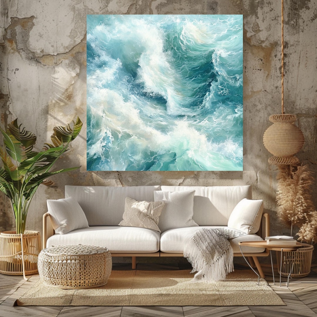 Beach Waves Wall Art, Nature Wall Art, Beachy Wall Art, Ocean Waves ...