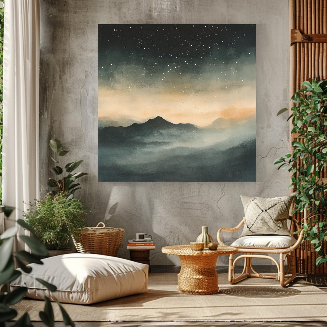 Mystical Night Sky Canvas, Moody Wall Art, Large Wall Art, Square Wall ...