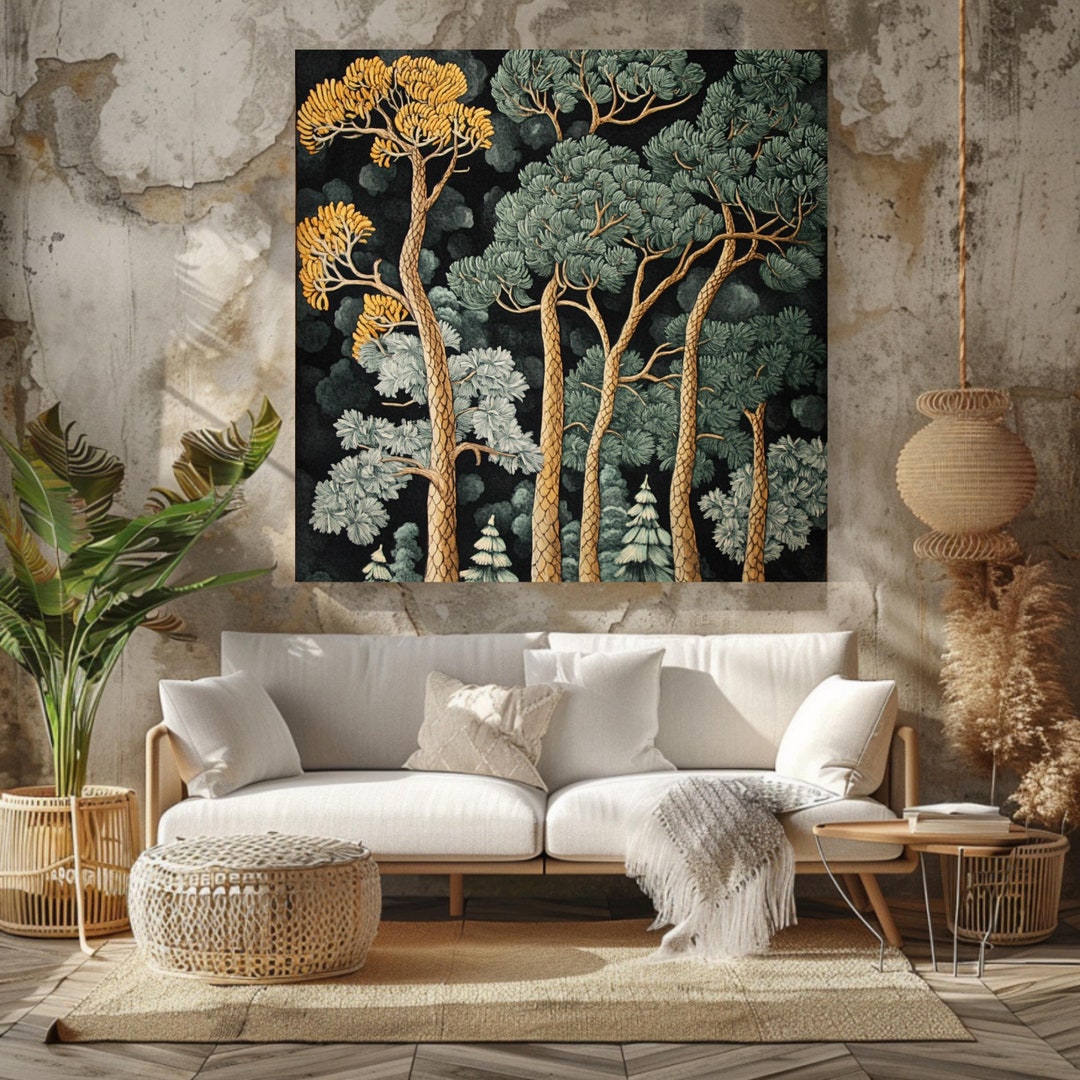 Pine Trees Wall Art, Nature Wall Art, Nature-inspired Art, Vintage Wall ...