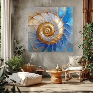 Nautilus Capiz Shell Wall Art, Nature Wall Art, Sea Shell Wall Print ...