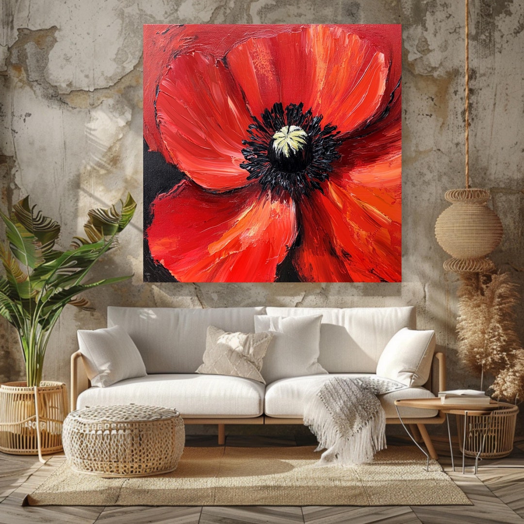 Red Poppy Wall Art, Nature-inspired Art, Flower Wall Art, Aesthetic ...