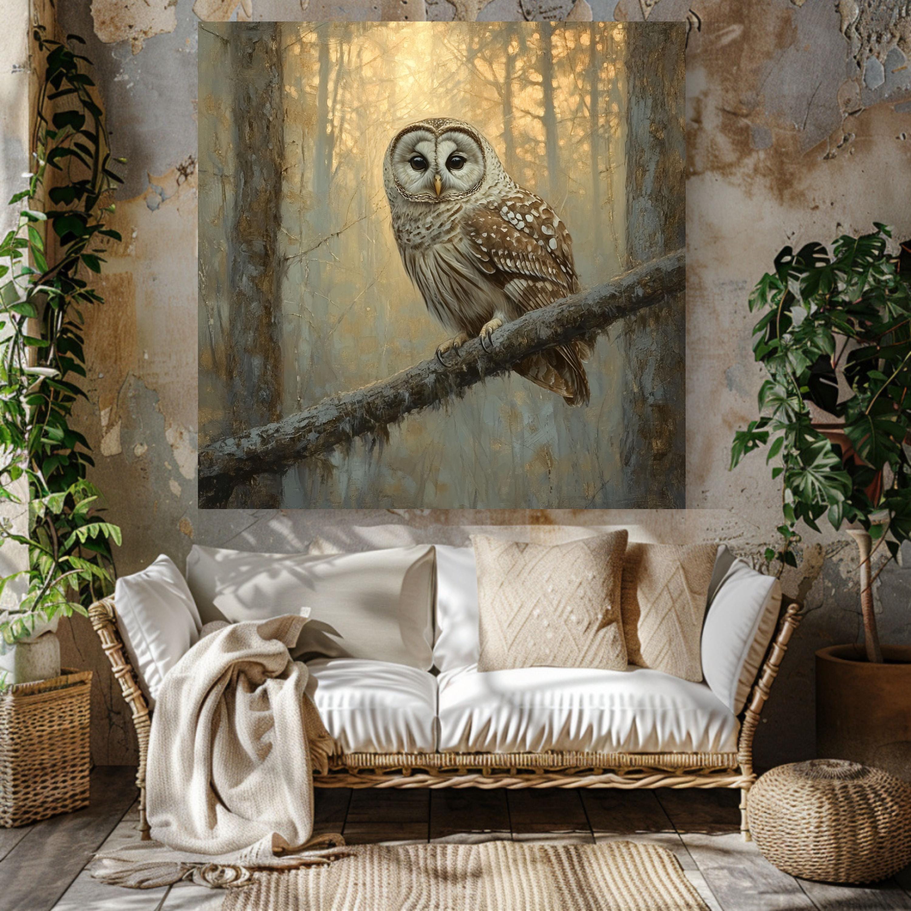 Majestic Owl Canvas Art, Woodland Decor, Wildlife Animal Wall Art, Owl ...