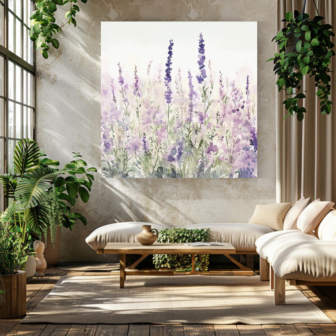 Lavender Wildflowers Wall Art, Floral Canvas, Nature Wall Art ...