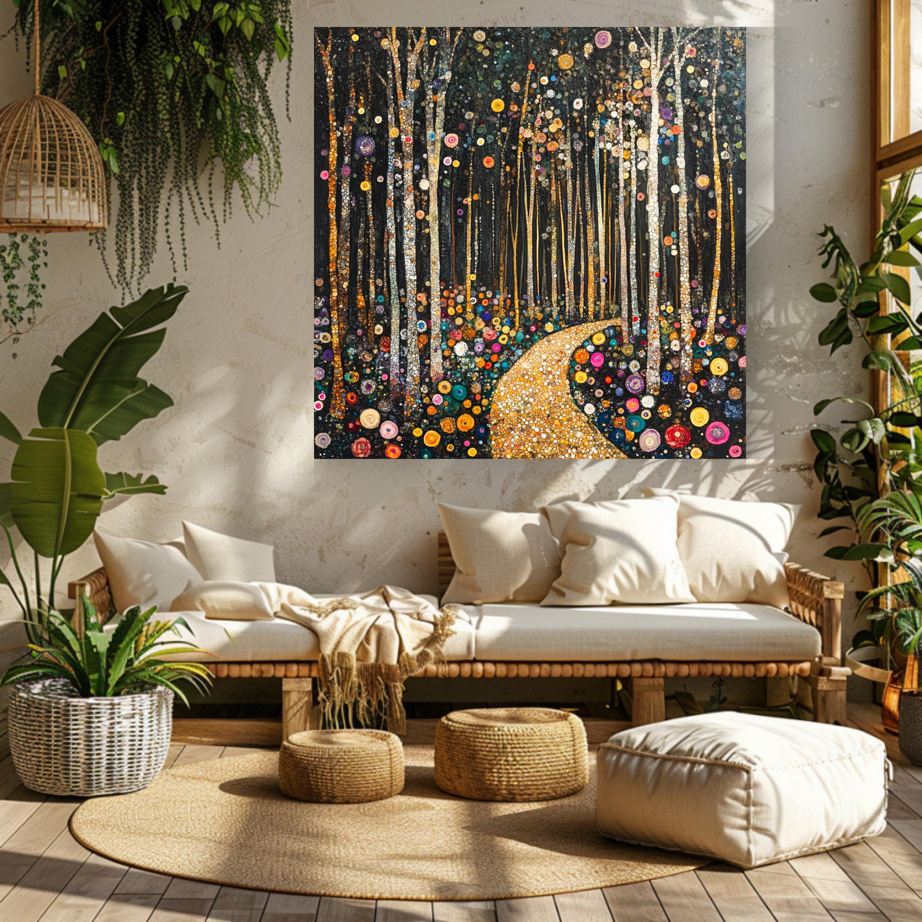 Magical Forest Canvas Art, Gustav Klimt Style, Nature-inspired Wall Art ...