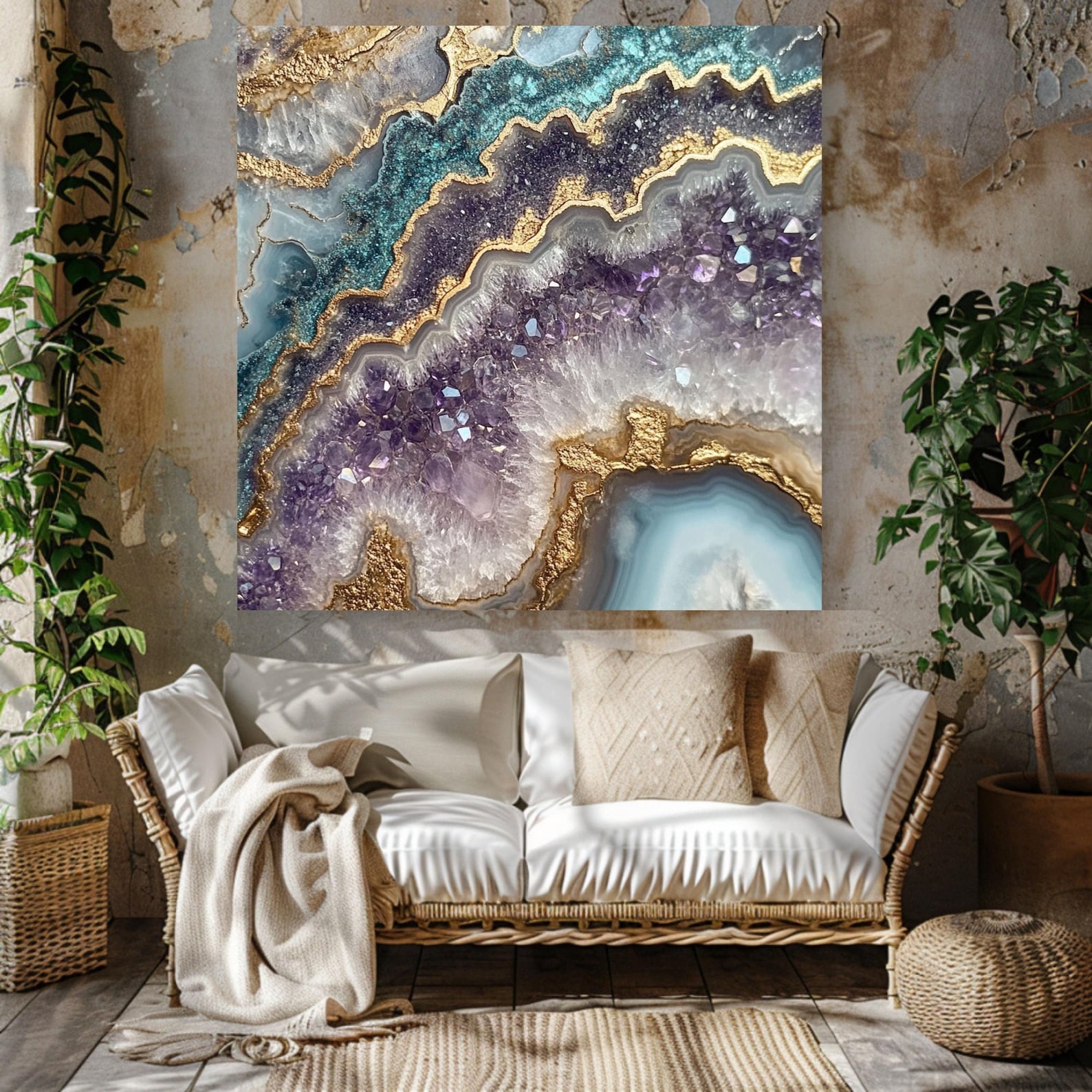 Geode Wall Canvas Wall Art, Crystal Look Wall Art, Nature Wall Art ...