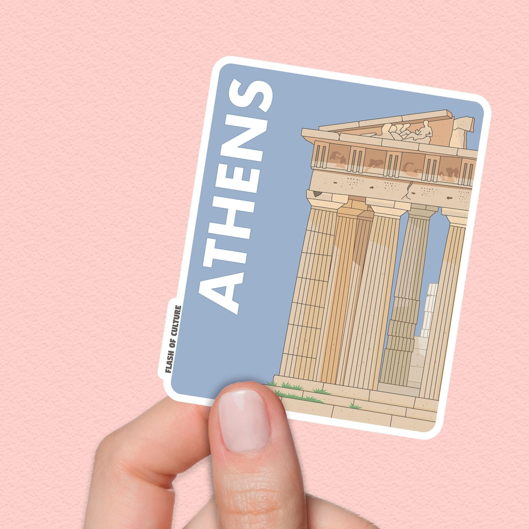 Athens Sticker, Acropolis Parthenon Greece Travel Art, European Decal ...