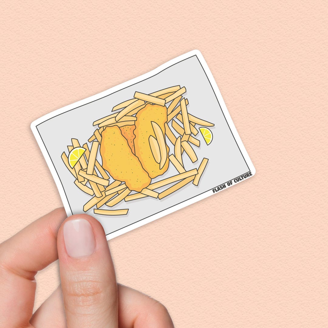 Fish and Chips Sticker, Food Art Decal, Fried Food Sticker, Australian ...