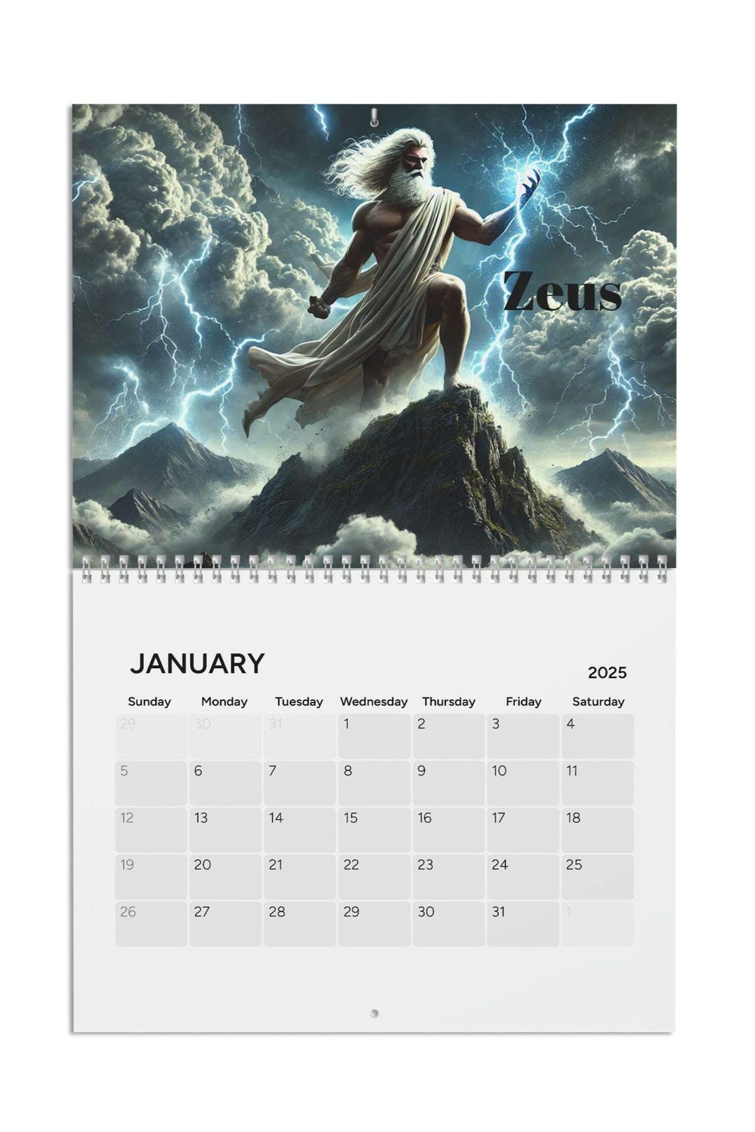 Mythical Gods Wall Calendar 2025, Artistic Calendar, Zeus Art, Greek ...