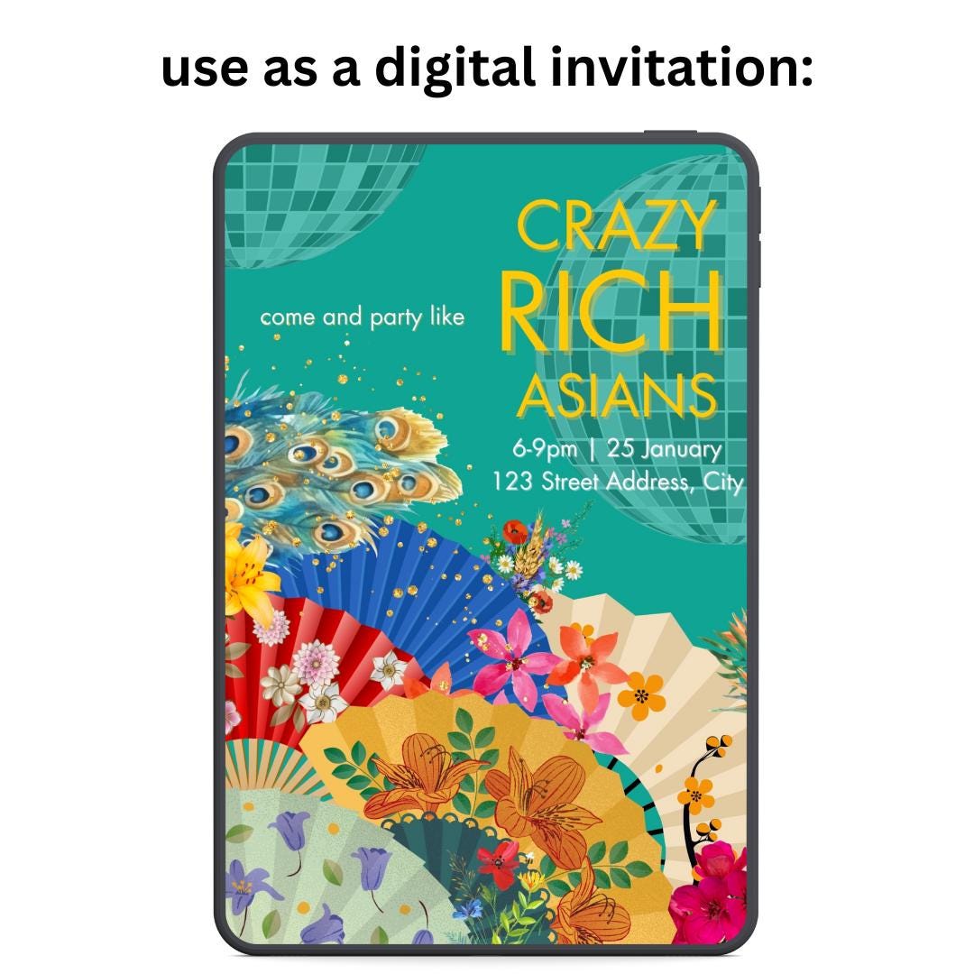 Crazy Rich Asians Themed Party Invitation | Birthday Anniversary Theme ...