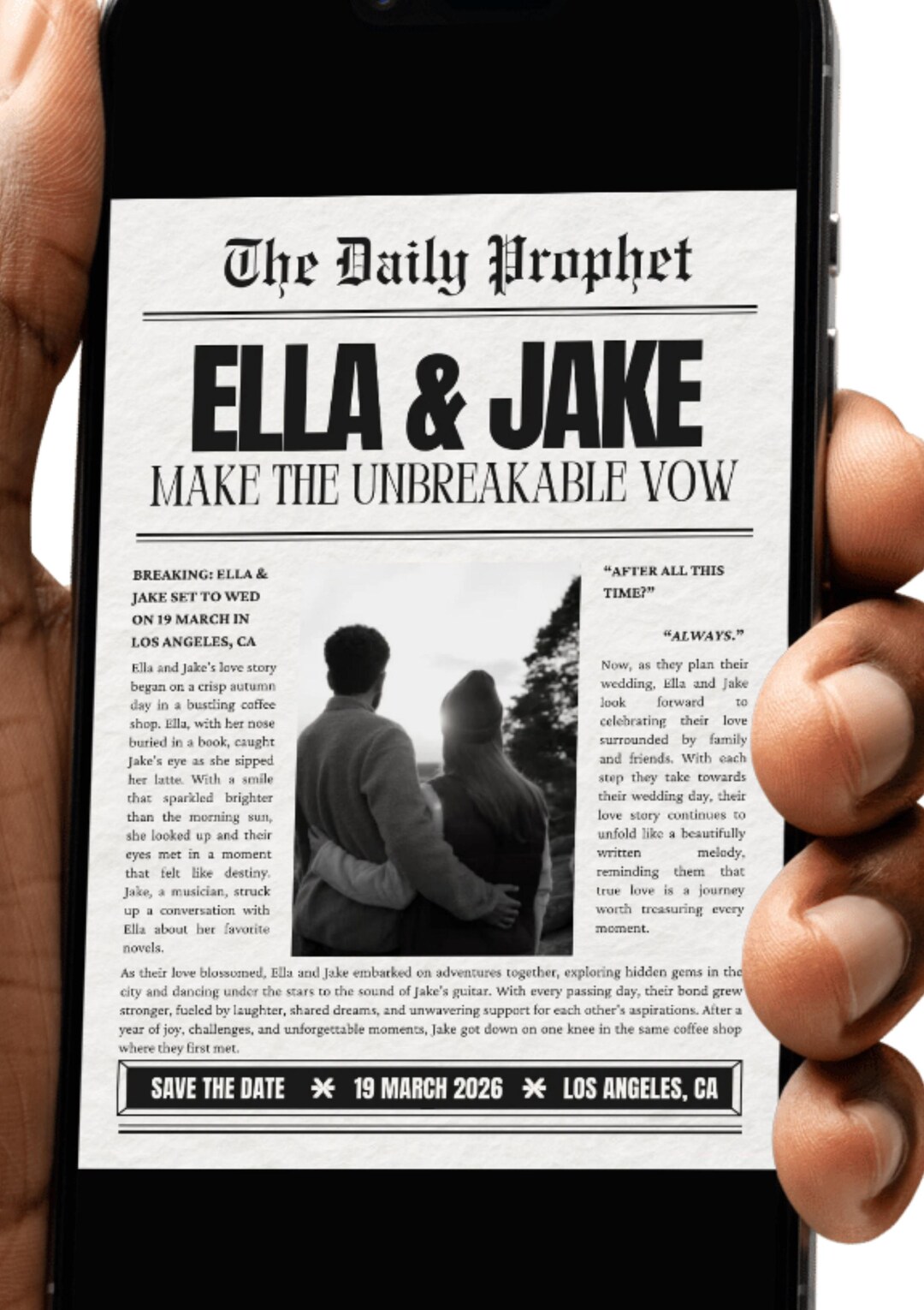 Save the Date Harry Potter Daily Prophet Theme Canva Template - Etsy