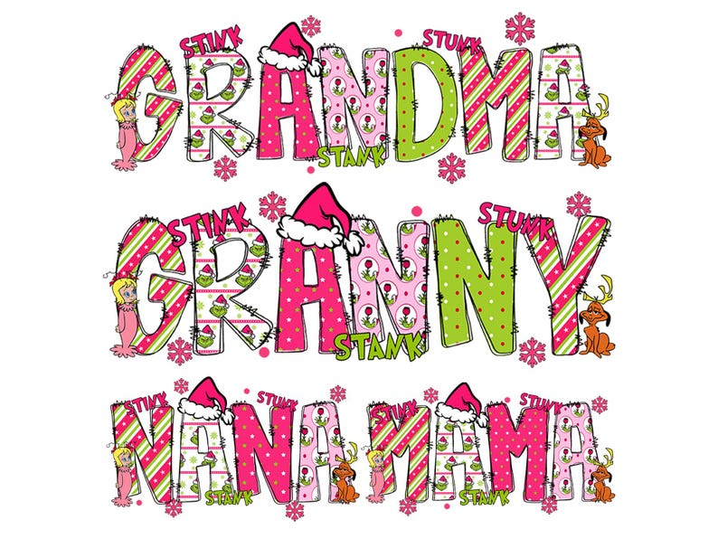 Custom Kids Family Png Bundles, Grandma Grinch Png, Pink Grinch Png ...