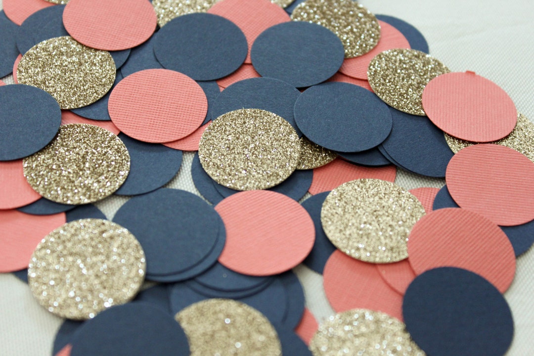 Navy, Coral and Gold Confetti, Nautical Wedding Table Scatter, Birthday ...