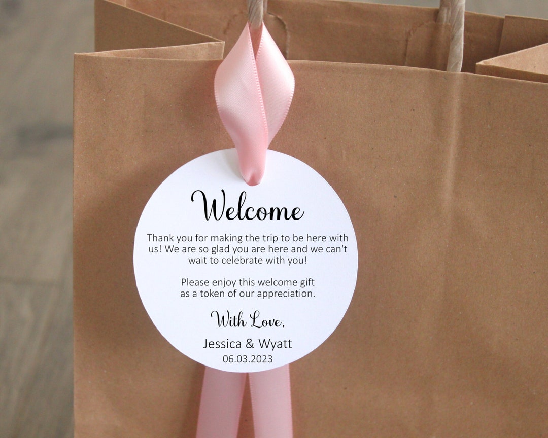 Wedding Hotel Welcome Bag Tags and Ribbon; Guest Favor; Out of Town ...
