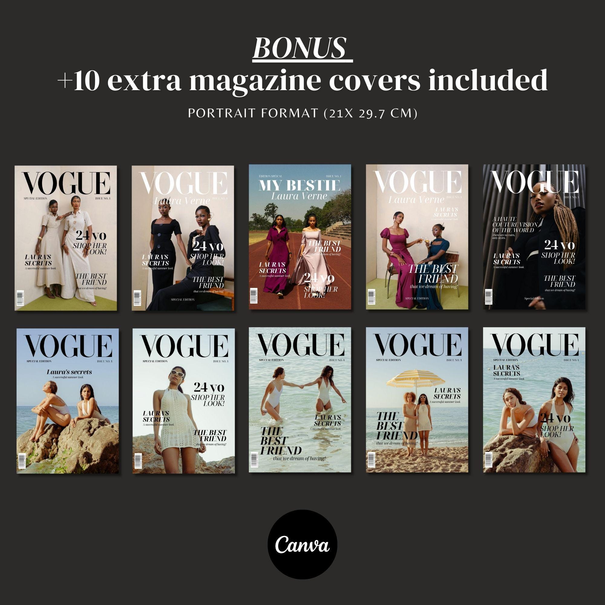 Personalized BFF Magazine Cover – Editable Canva Template (digital ...