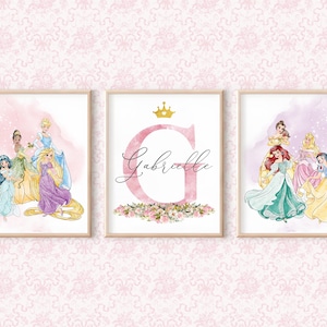 Personalized Princess Wall Art Prints, Girls Room Decor, Set of 3 ...