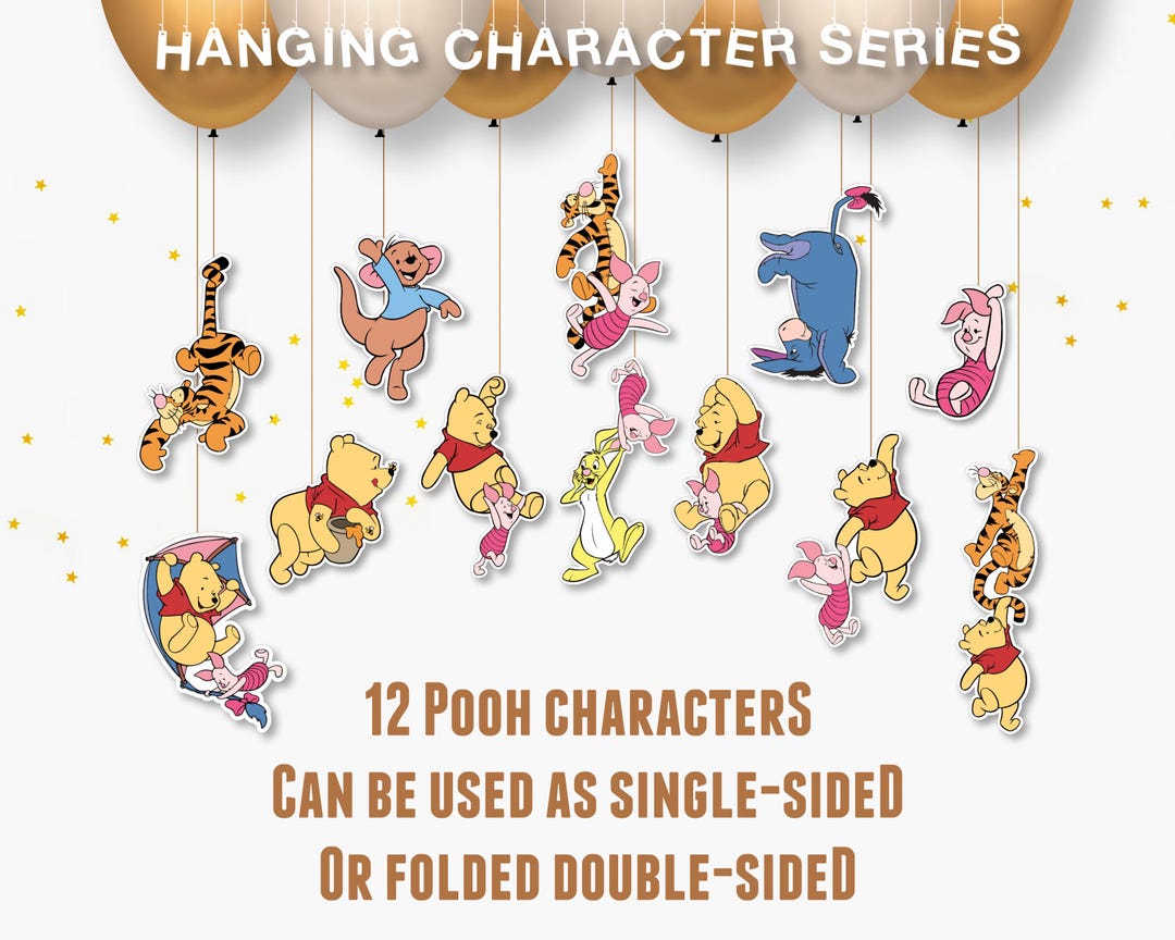 Winnie the Pooh Hanging Characters Decorations Party Supplies Cut Out ...