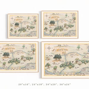 100 Acre Wood Map Prints Nursery Wall Art Decorations Instant Download ...