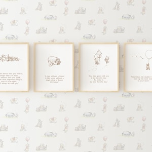 Winnie the Pooh Prints Nursery Wall Art Decor Set of 8 Minimalist ...