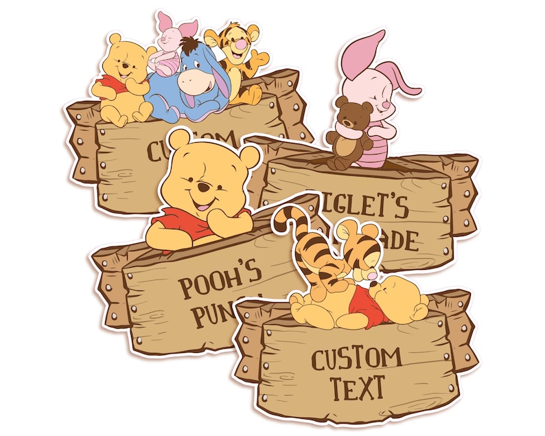 Winnie the Pooh Party Drink Label: Editable Beverage Sign (digital ...