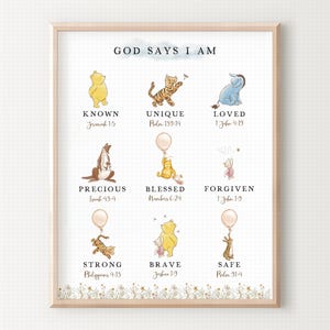Winnie the Pooh Nursery Decor: God Says I Am Printable (digital) - Etsy