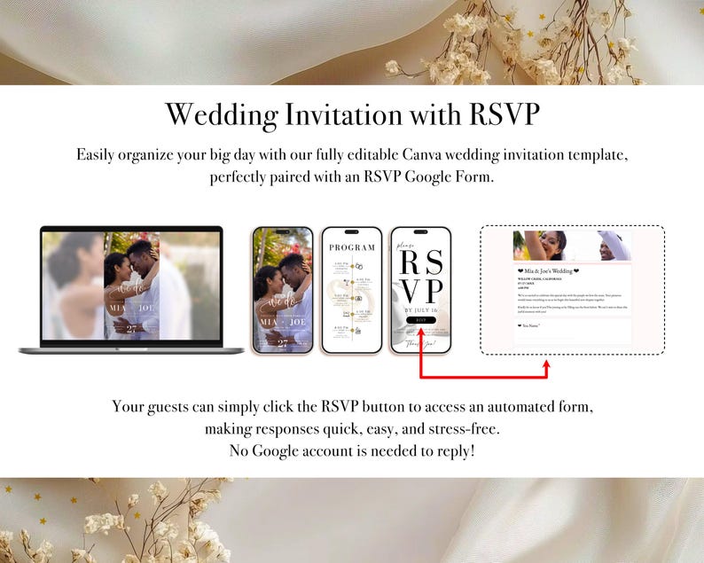Digital Wedding Invitations With RSVP Link, Virtual RSVP Trackable ...