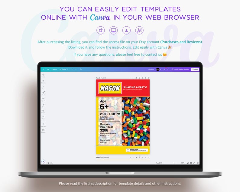 Building Blocks Invitation Bundle Canva Templates - Etsy