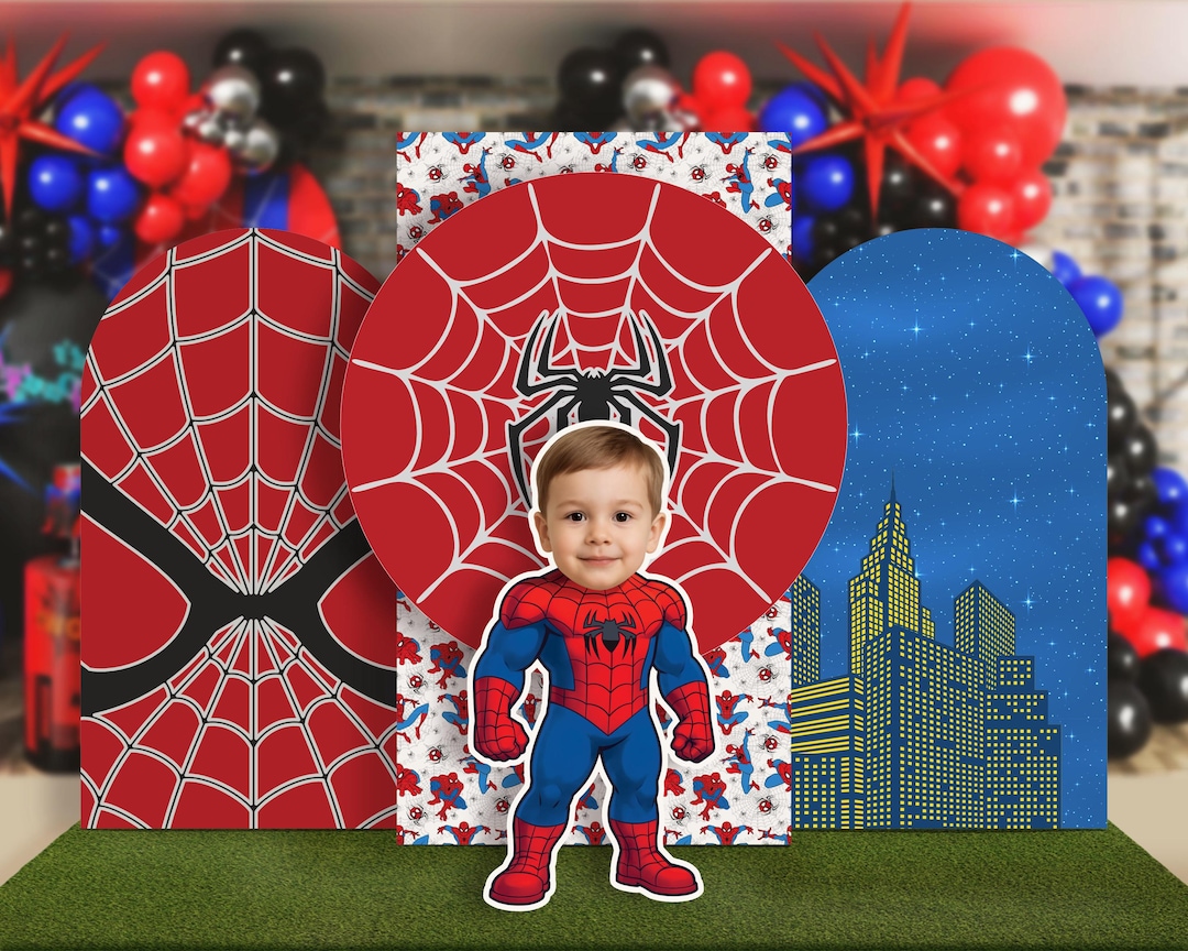 Spiderman Birthday Backdrop Custom Face Party Decor Cutouts (printable ...