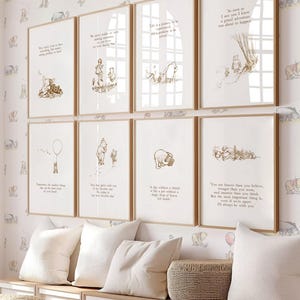 Winnie the Pooh Prints Nursery Wall Art Decor Set of 8 Minimalist ...