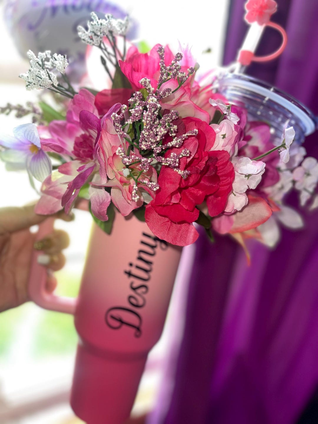 Custom 40oz Tumbler Flower Bouquet - Etsy