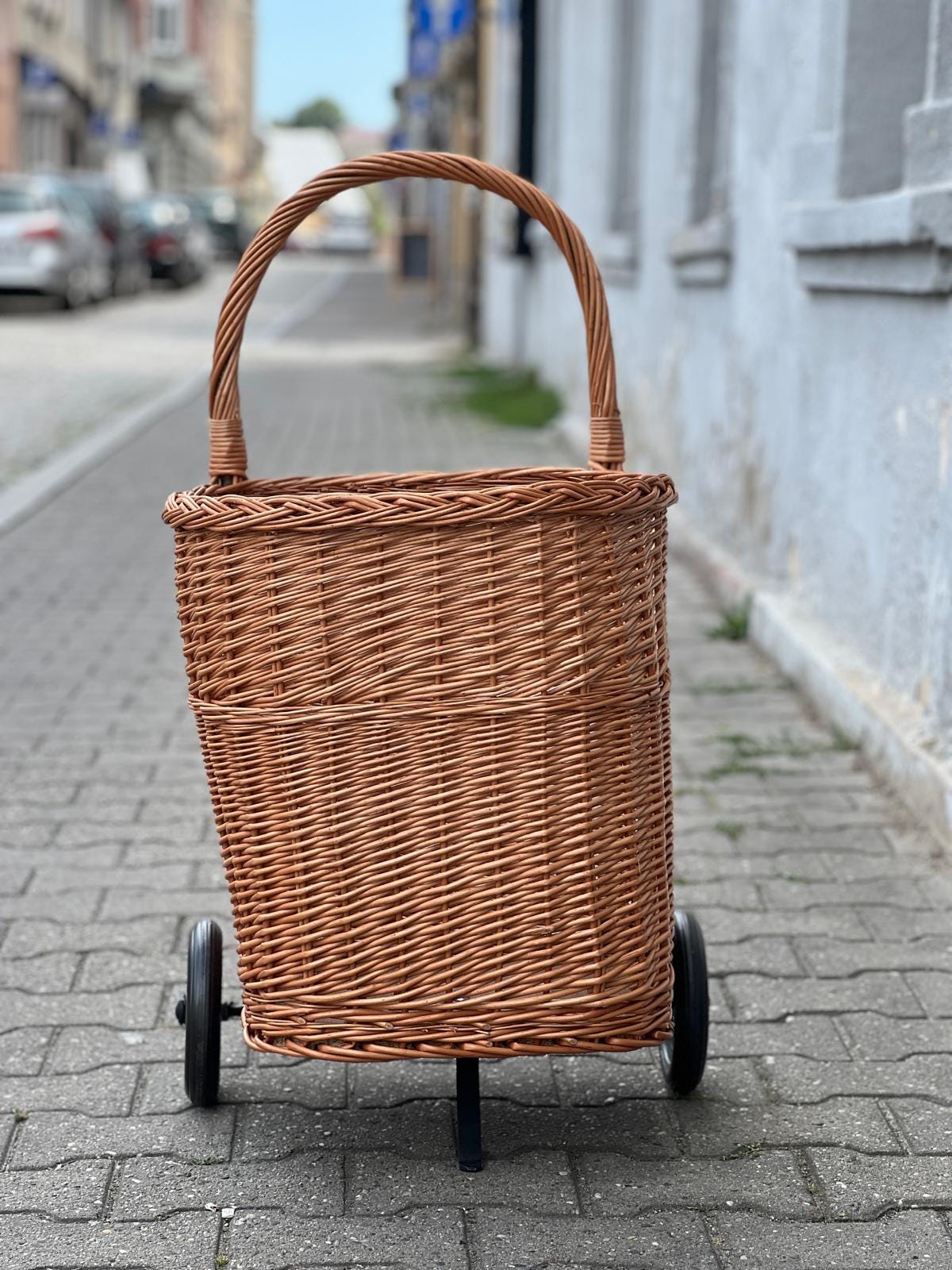 Wicker Trolley With Wheels – Handmade Polish Market Basket – Fully ...